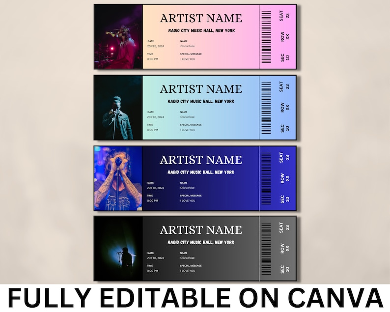 Editable Concert Ticket Template DIY Event Ticket Custom - Etsy Editable Concert Ticket Template DIY Event Ticket Custom - Etsy