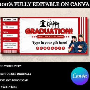 Printable Graduation Coupon. Graduation Gifts. Editable Coupons ...