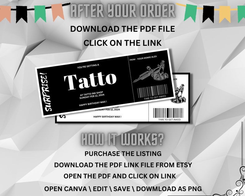 Editable Tattoo Fake Gift Voucher Ticket Canva Template - Etsy Australia