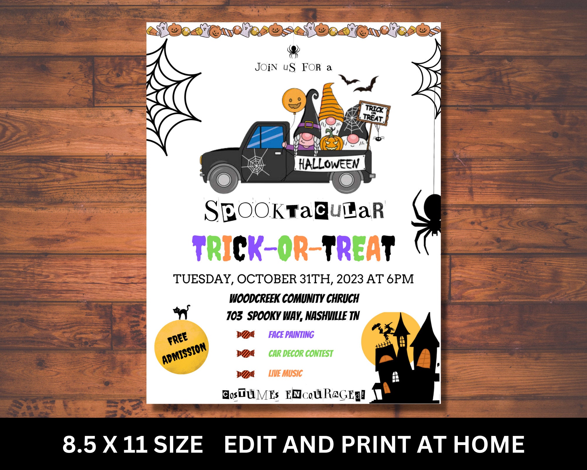 Editable Trick or Treat Halloween Flyer 8.5x11 - Etsy