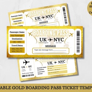 Gold Boarding Pass Golden Boarding Pass Gold Trip Ticket Golden Trip ...