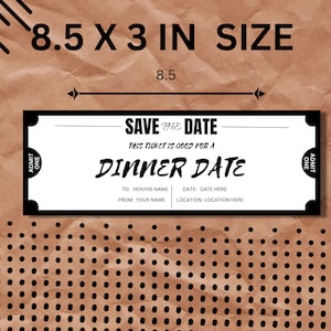 Dinner Date Gift Voucher EDITABLE, Dinner Reservation Ticket, Dinner ...