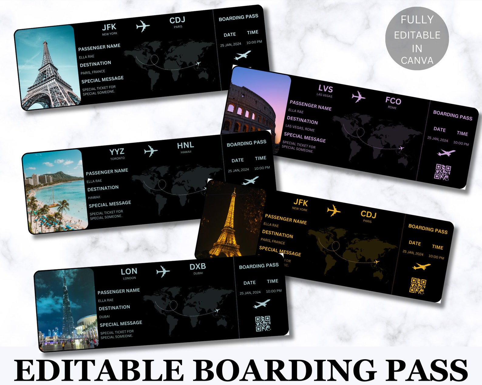 Editable Boarding Pass Template, Canva Boarding Pass, Customizable ...