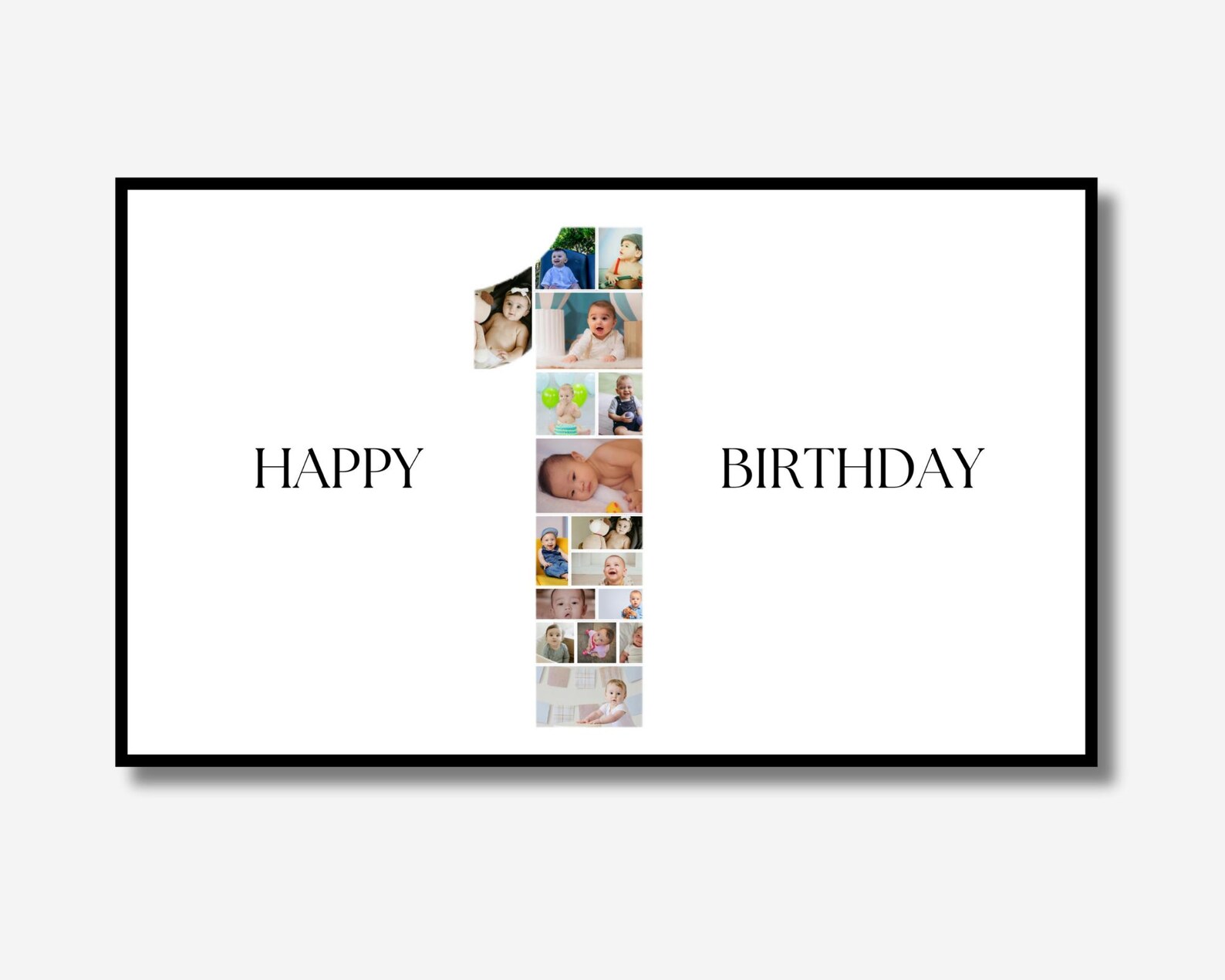 Birthday Number 1 Photo Collage, First Birthday Photo Milestone Sign ...