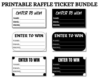 Printable Raffle Tickets, Enter to Win Tickets, Printable Enter to Win ...