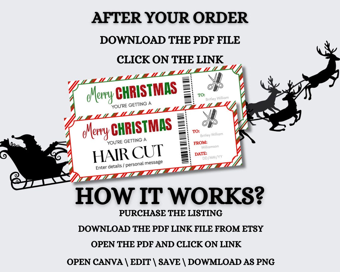 Christmas Haircut Voucher Template | Barber Shop Gift Certificate ...