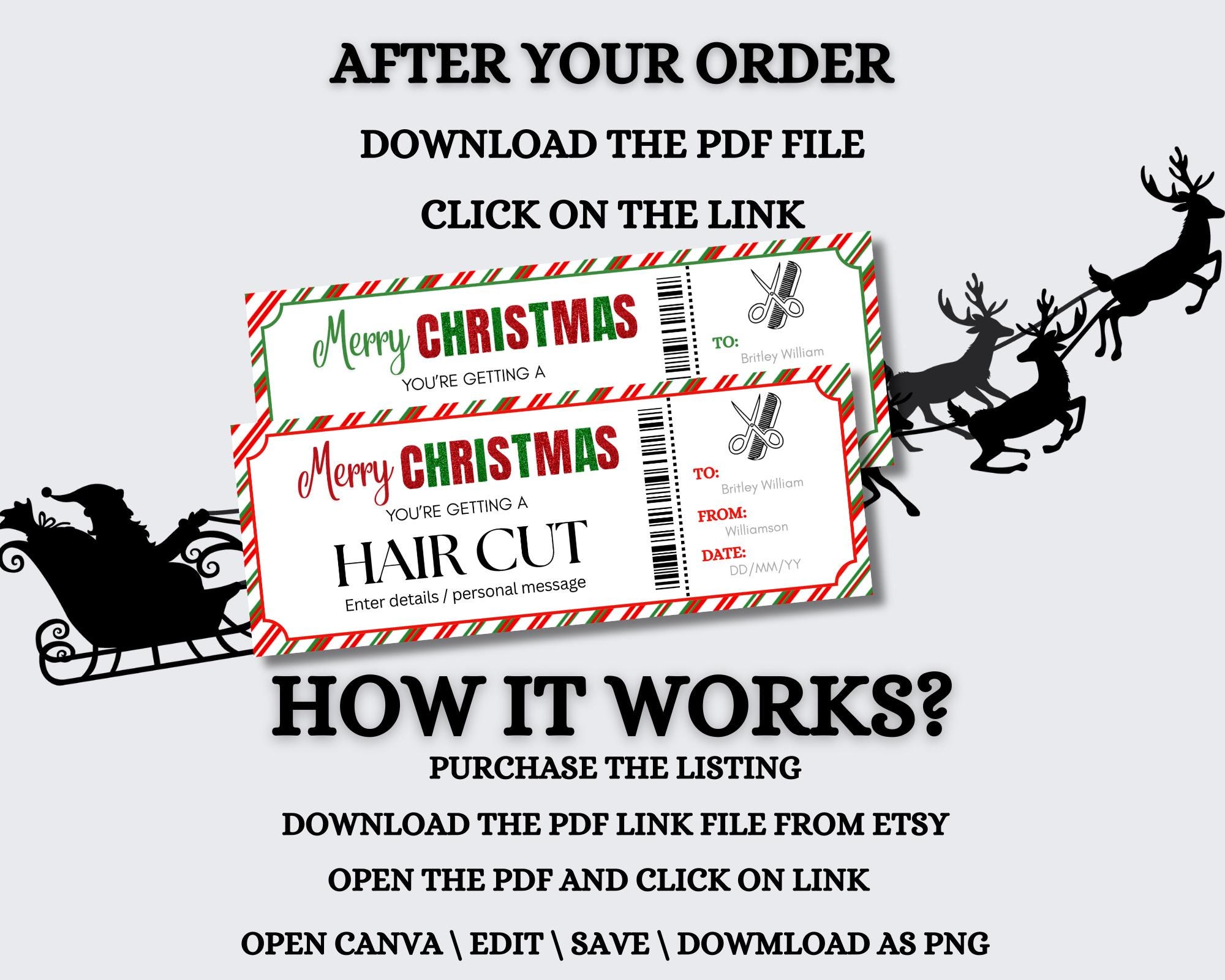 Christmas Haircut Voucher Template | Barber Shop Gift Certificate ...
