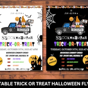 Editable Trick or Treat Halloween Flyer 8.5"x11", Trunk-or-treat Flyer ...