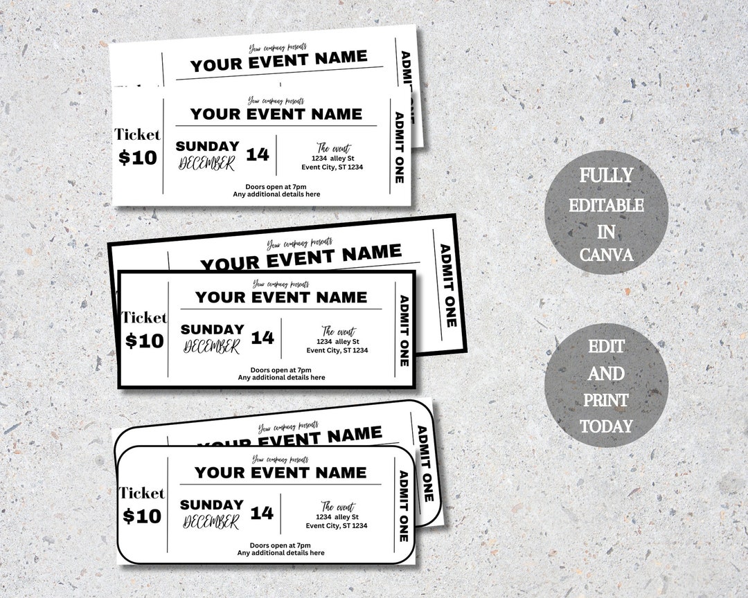 Editable Event Ticket, Event Ticket Printables, Editable Event Ticket ...