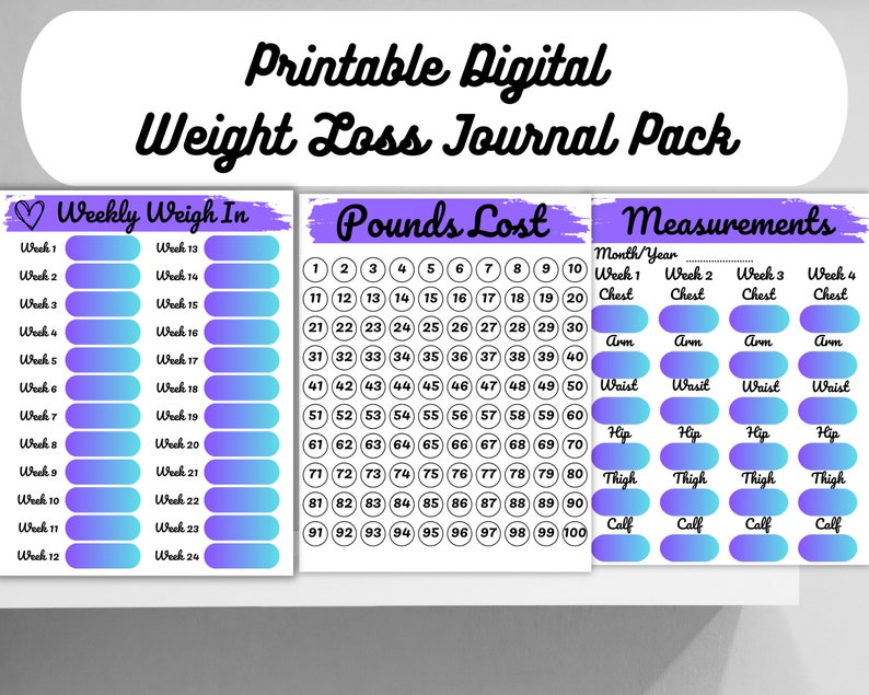 Digital Printable Weight Loss Tracker Journal Weight Loss - Etsy