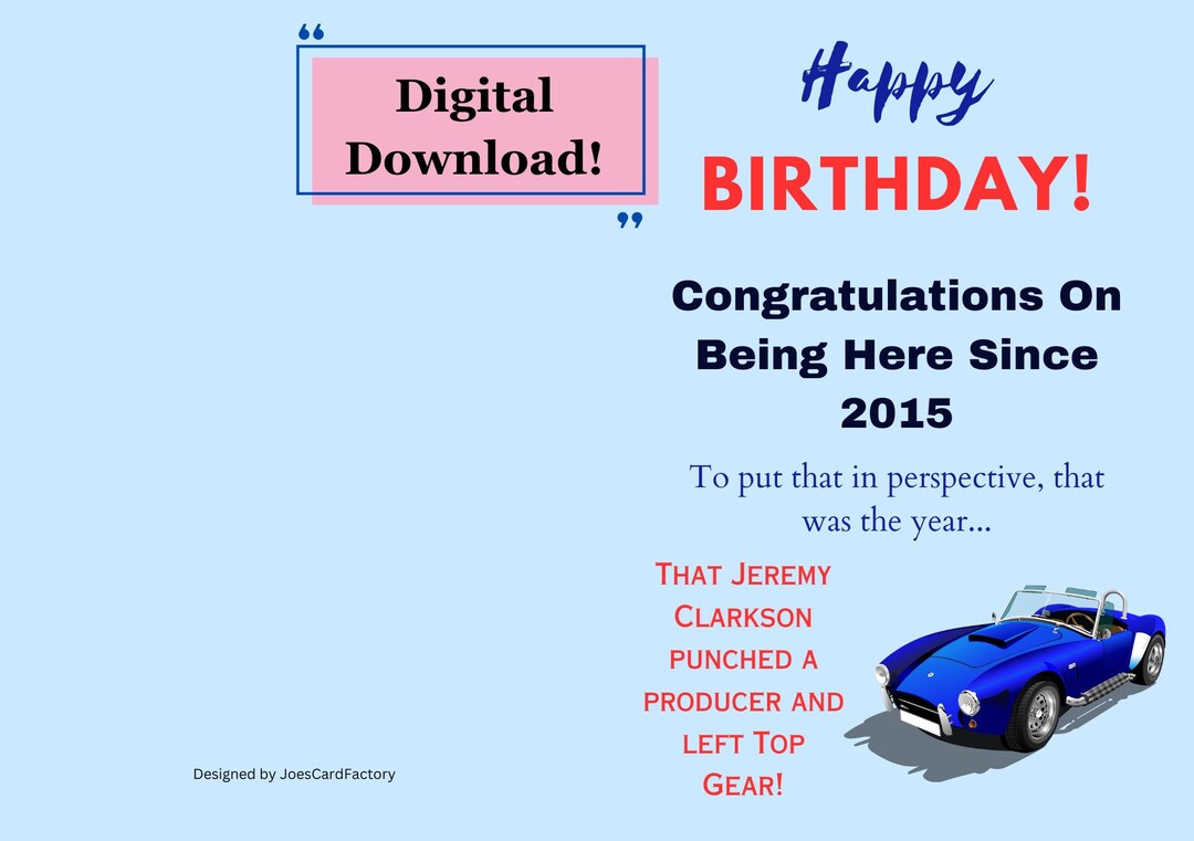 Printable Birthday Card for Someone Born in 2015 Jokey Card - Etsy