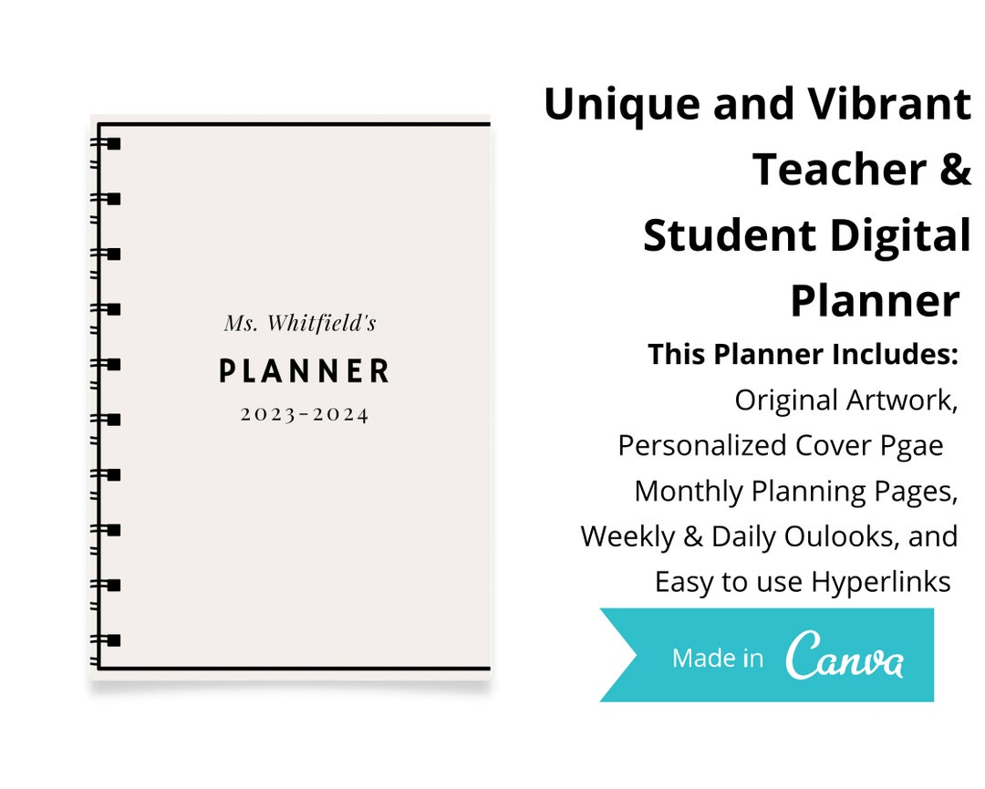 12-month Unique and Vibrant Teacher & Student Digital Planner - Etsy