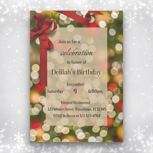 Editable Winter Birthday Invitation Template, Christmas Invitation - Etsy