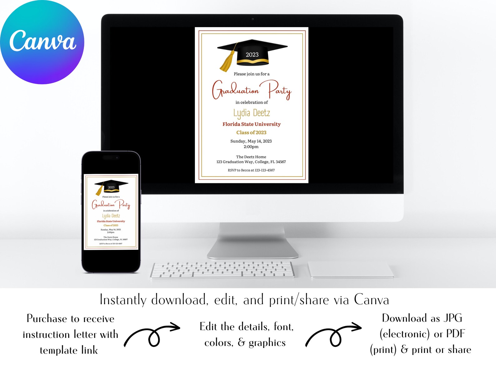 Editable Graduation Party Invitation Template (digital Download) - Etsy