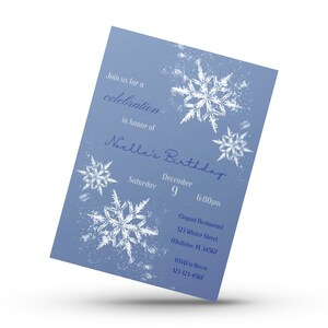 Editable Winter Birthday Invitation Template, Snowflakes Invitation - Etsy