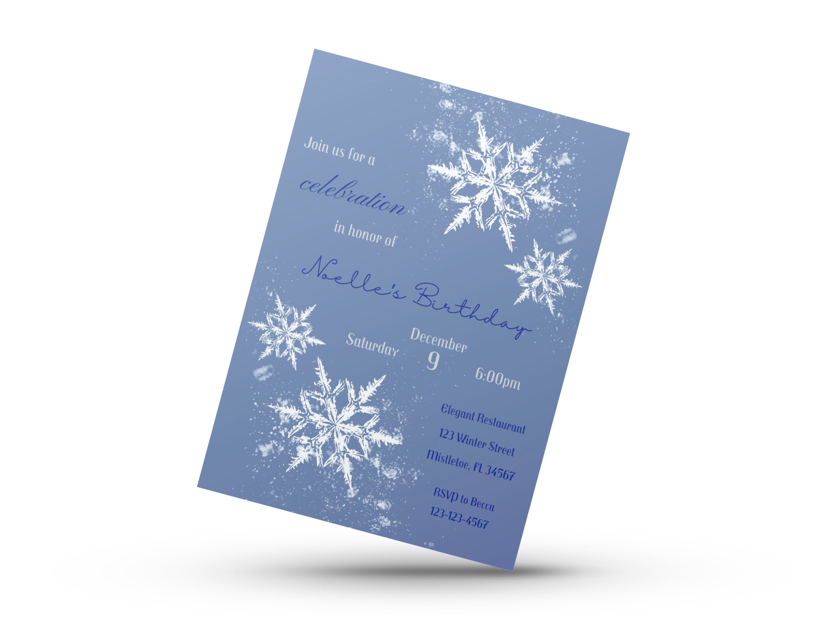 Editable Winter Birthday Invitation Template, Snowflakes Invitation - Etsy