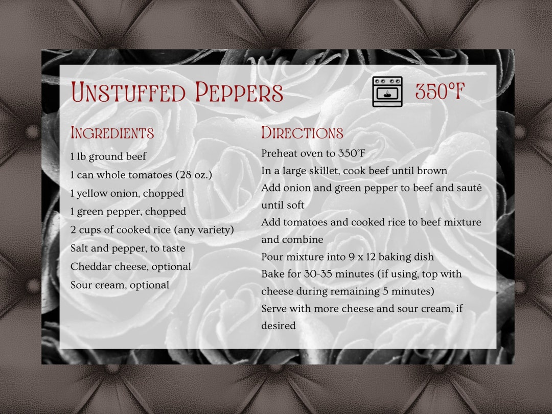 Editable Recipe Card Template Gothic Recipe Card Digital - Etsy