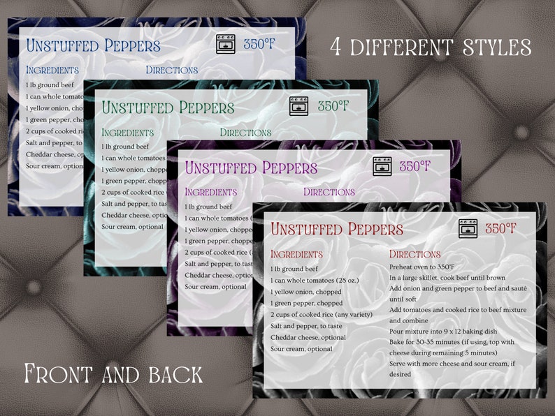 Editable Recipe Card Template, Gothic Recipe Card, Digital Recipe Card ...