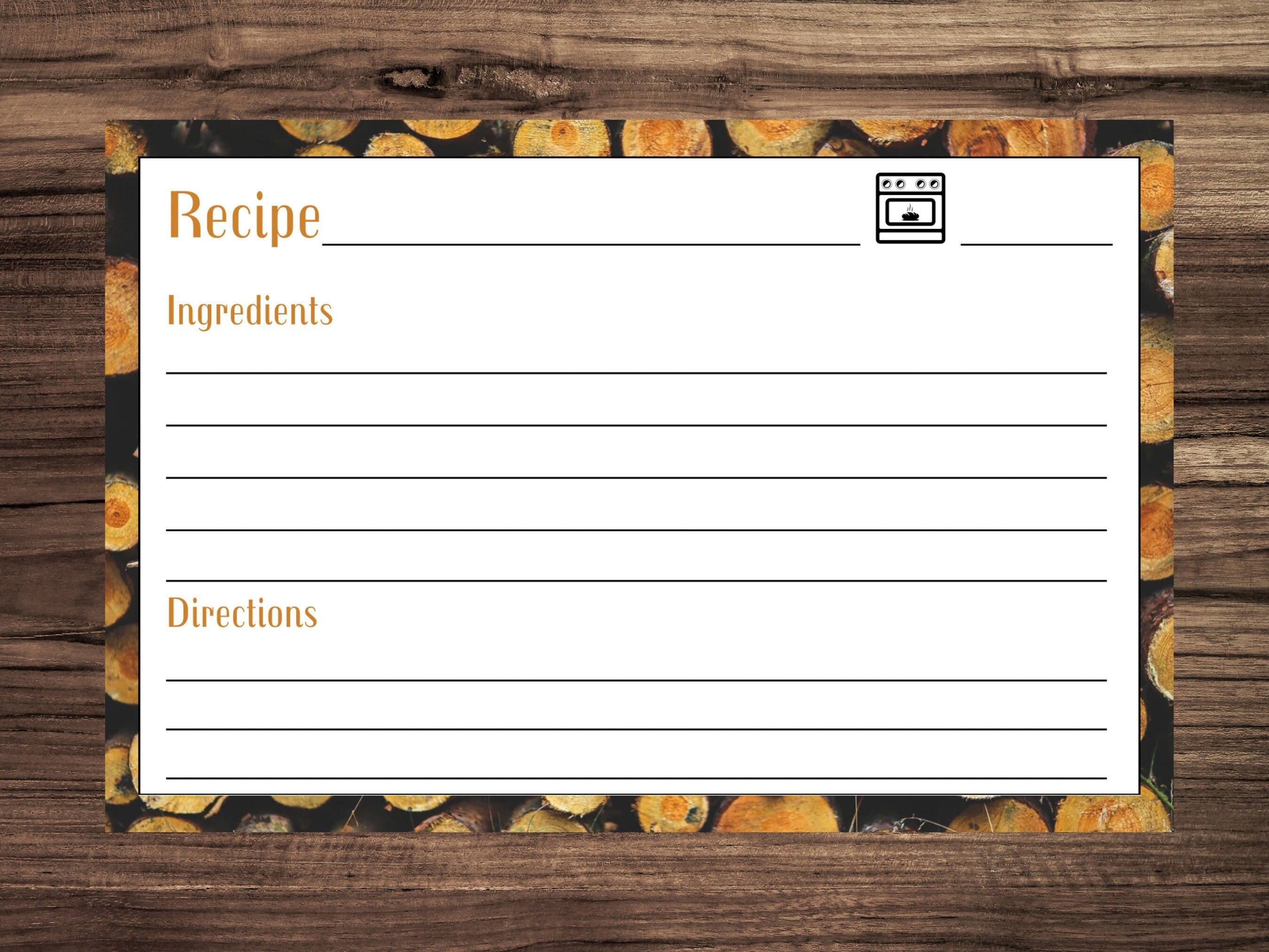 Blank Printable Recipe Card Rustic Recipe Card Digital - Etsy