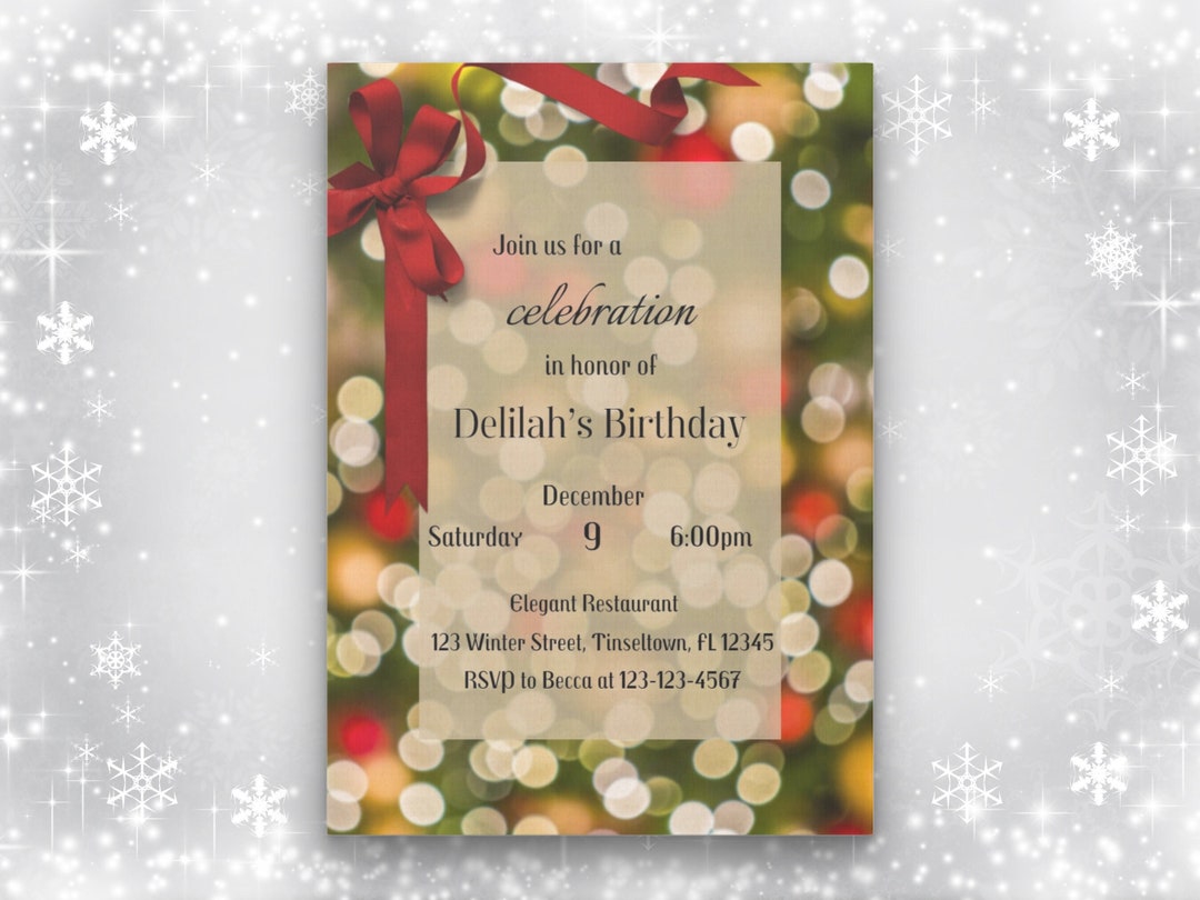 Editable Winter Birthday Invitation Template, Christmas Invitation - Etsy