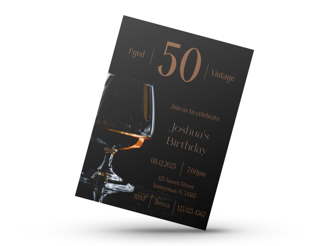 Editable Men's Birthday Invitation Template, Whiskey Birthday ...