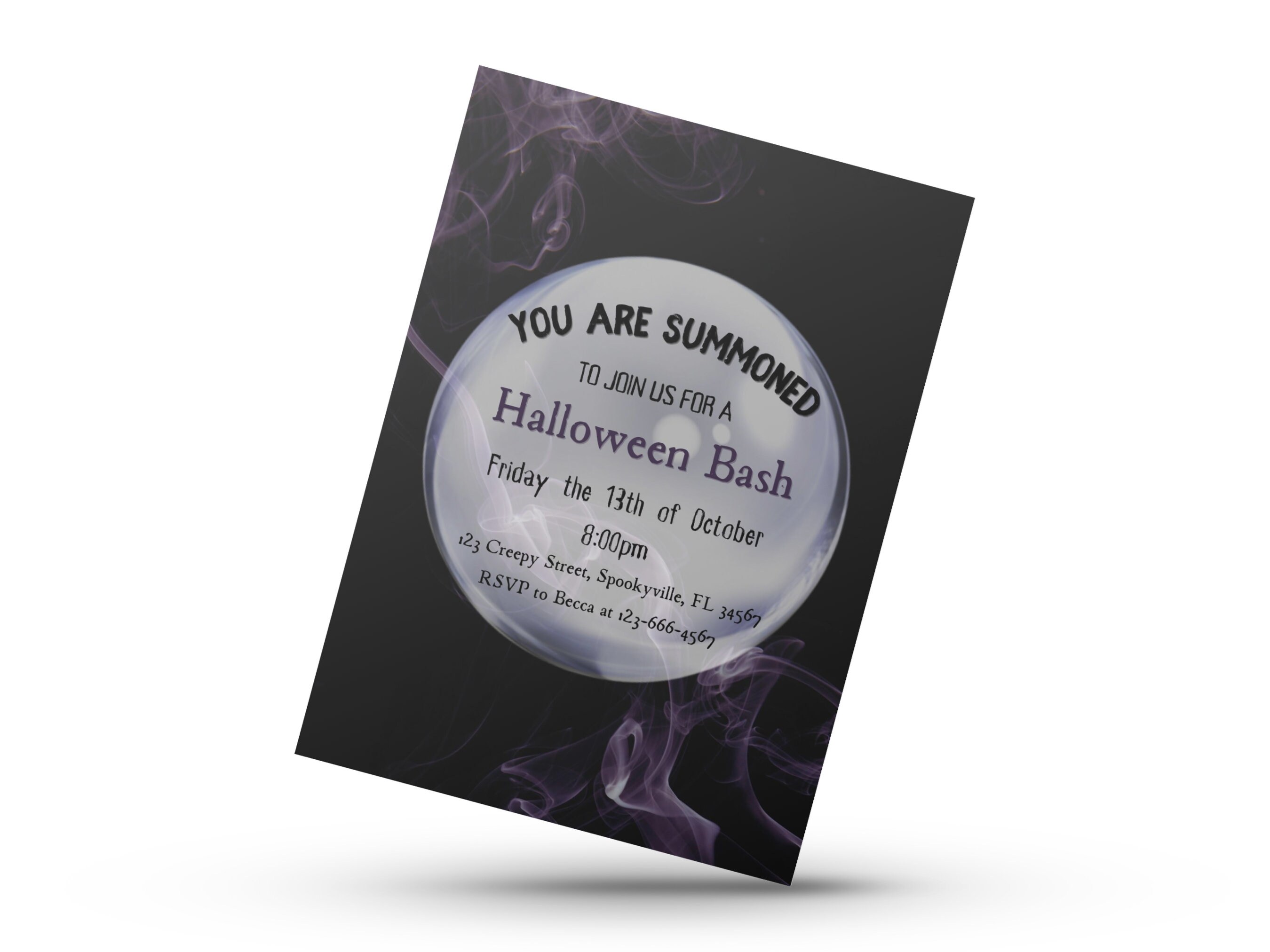 Editable Halloween Party Invitation Template: Crystal Ball, Spooky ...