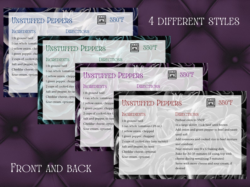 Editable Recipe Card Template Gothic Recipe Card Digital - Etsy