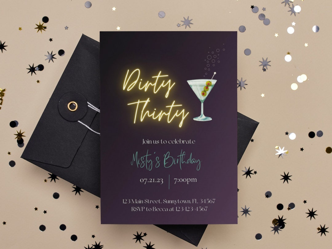 Editable Dirty Thirty Birthday Invitation 30th Party Invite - Etsy