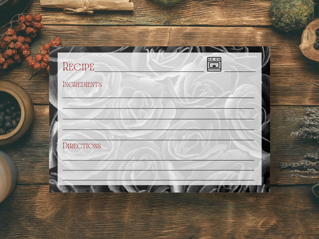 Blank Printable Recipe Card, Gothic Recipe Card, Digital Recipe Card ...