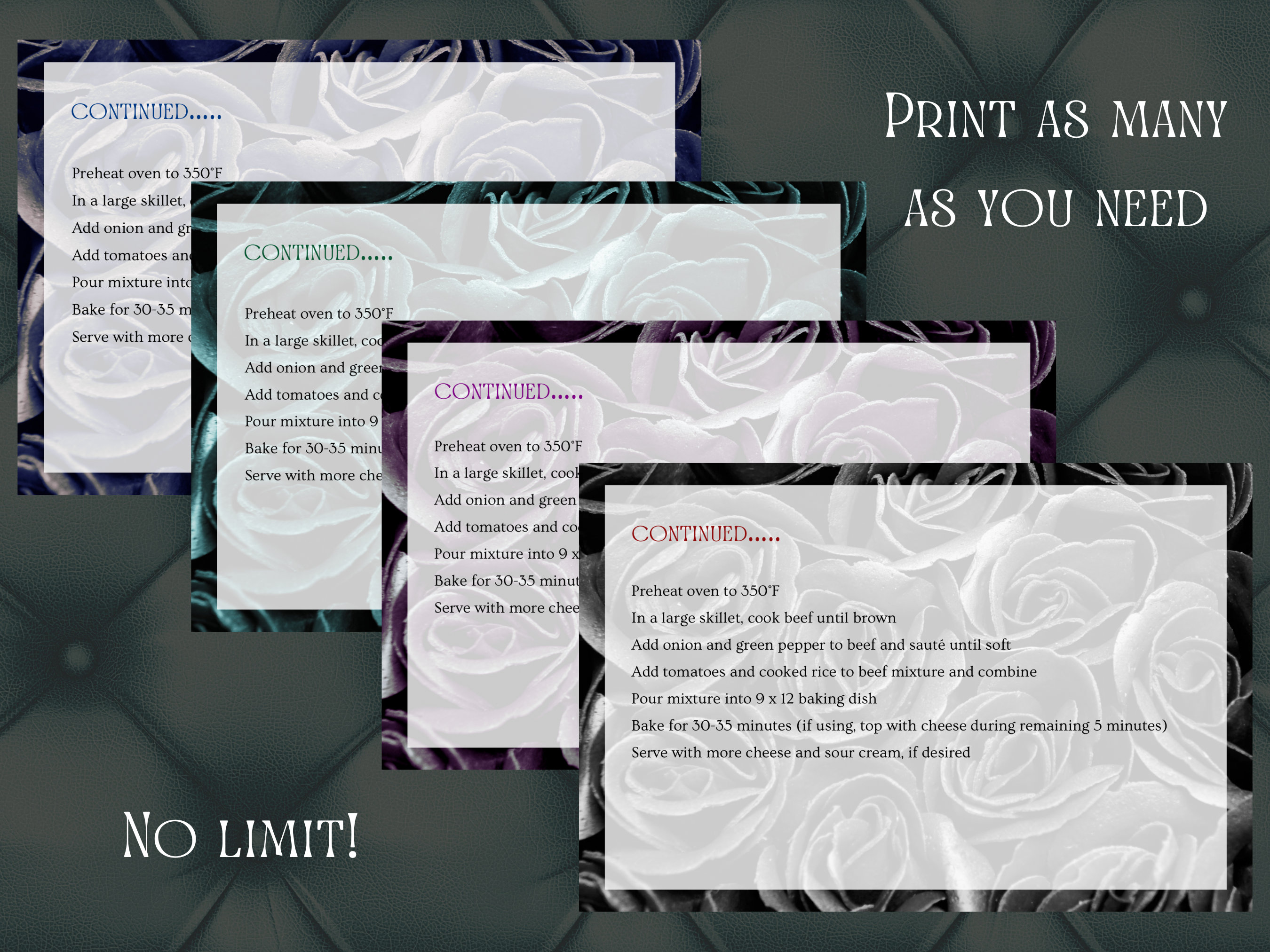 Editable Recipe Card Template, Gothic Recipe Card, Digital Recipe Card ...