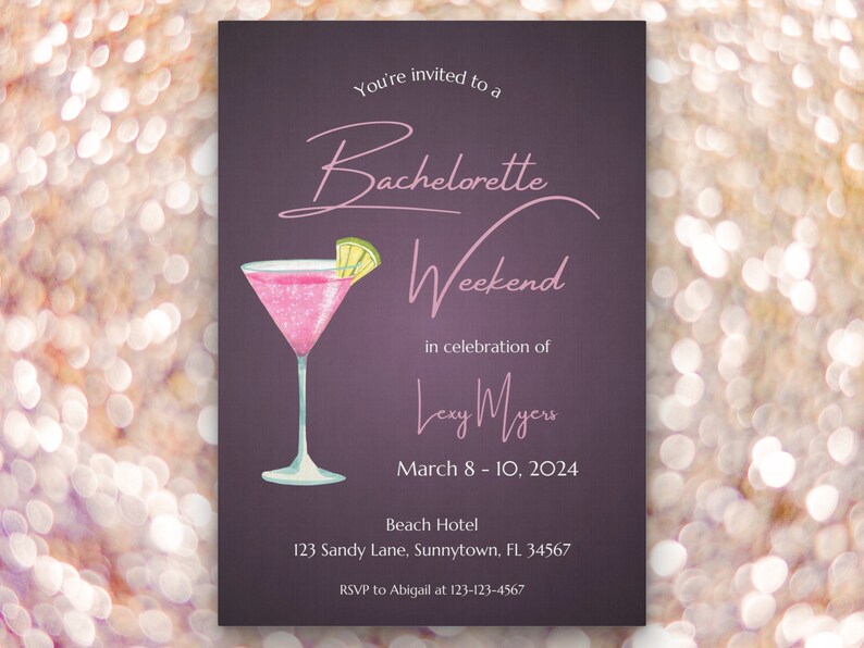 Editable Bachelorette Party Invitation Template, Girls Weekend ...