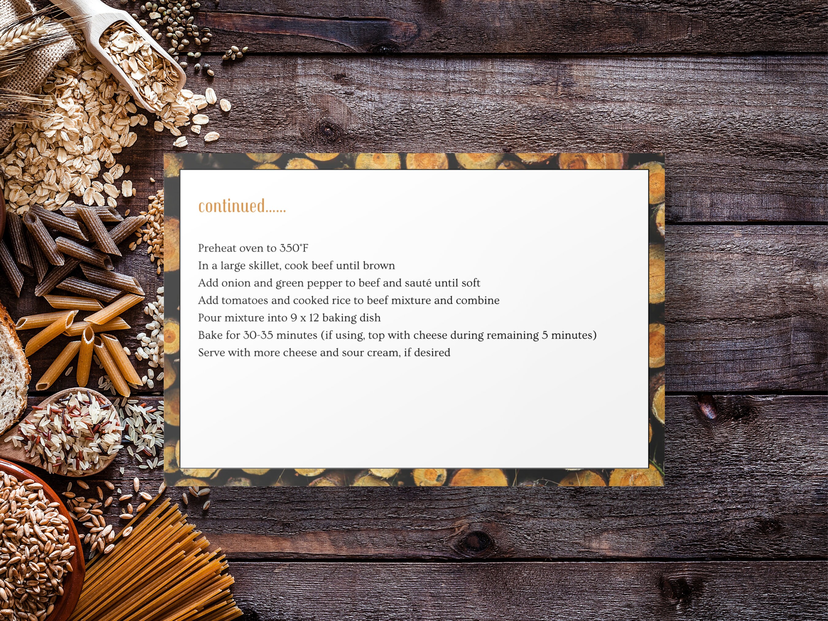 Editable Recipe Card Template, Rustic Recipe Card, Digital Recipe Card ...