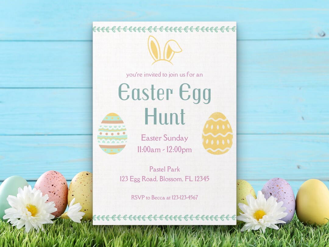Editable Easter Invitation Template, Easter Egg Hunt, Easter Brunch - Etsy