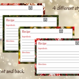 Christmas Recipe Card - Blank - Printable - Double Sided (digital ...