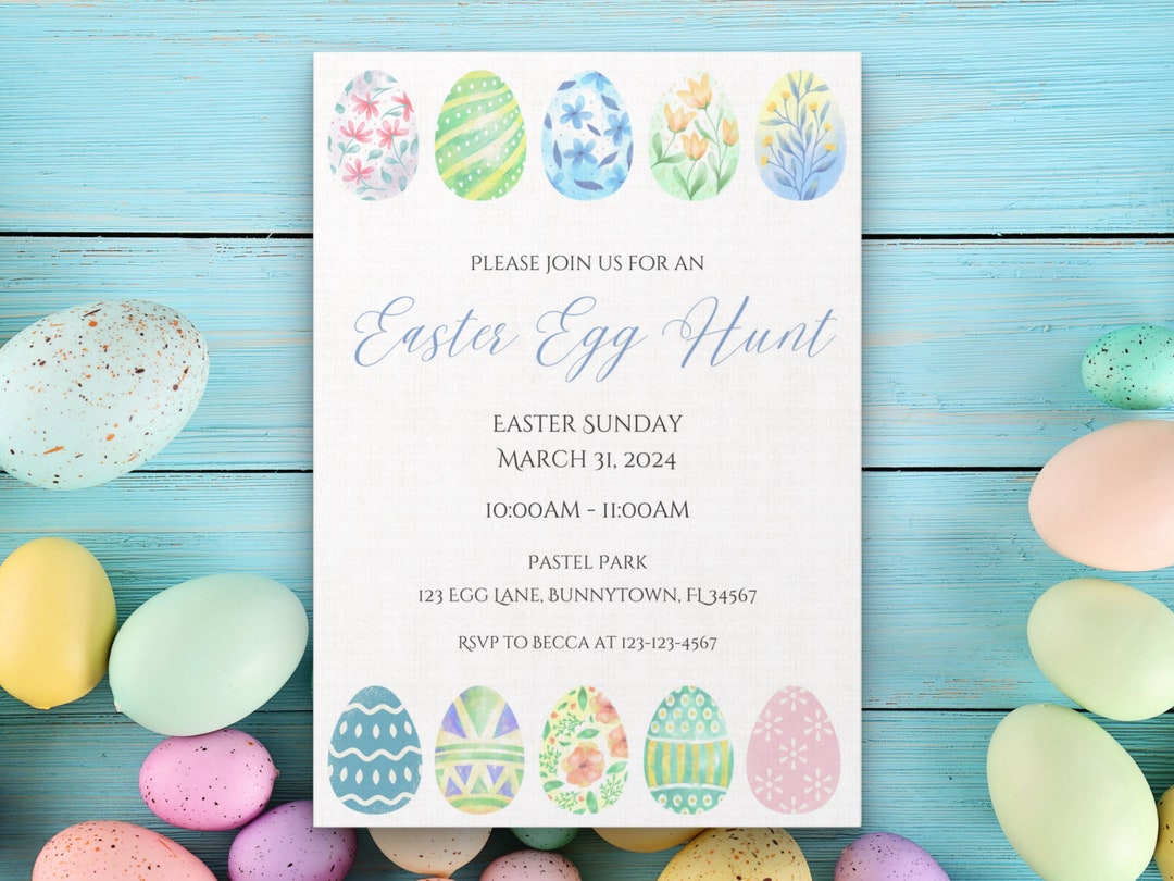 Editable Easter Invitation Template, Easter Egg Hunt, Easter Brunch - Etsy