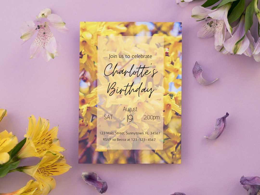 Editable Girls Spring Birthday Invitation Template, Floral Birthday ...