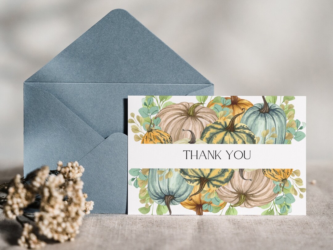 Printable Blank Fall Thank You Card, Harvest Thank You Card, Pumpkin - Etsy