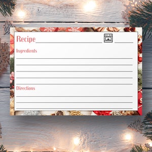 Christmas Recipe Card - Blank - Printable - Double Sided (digital ...