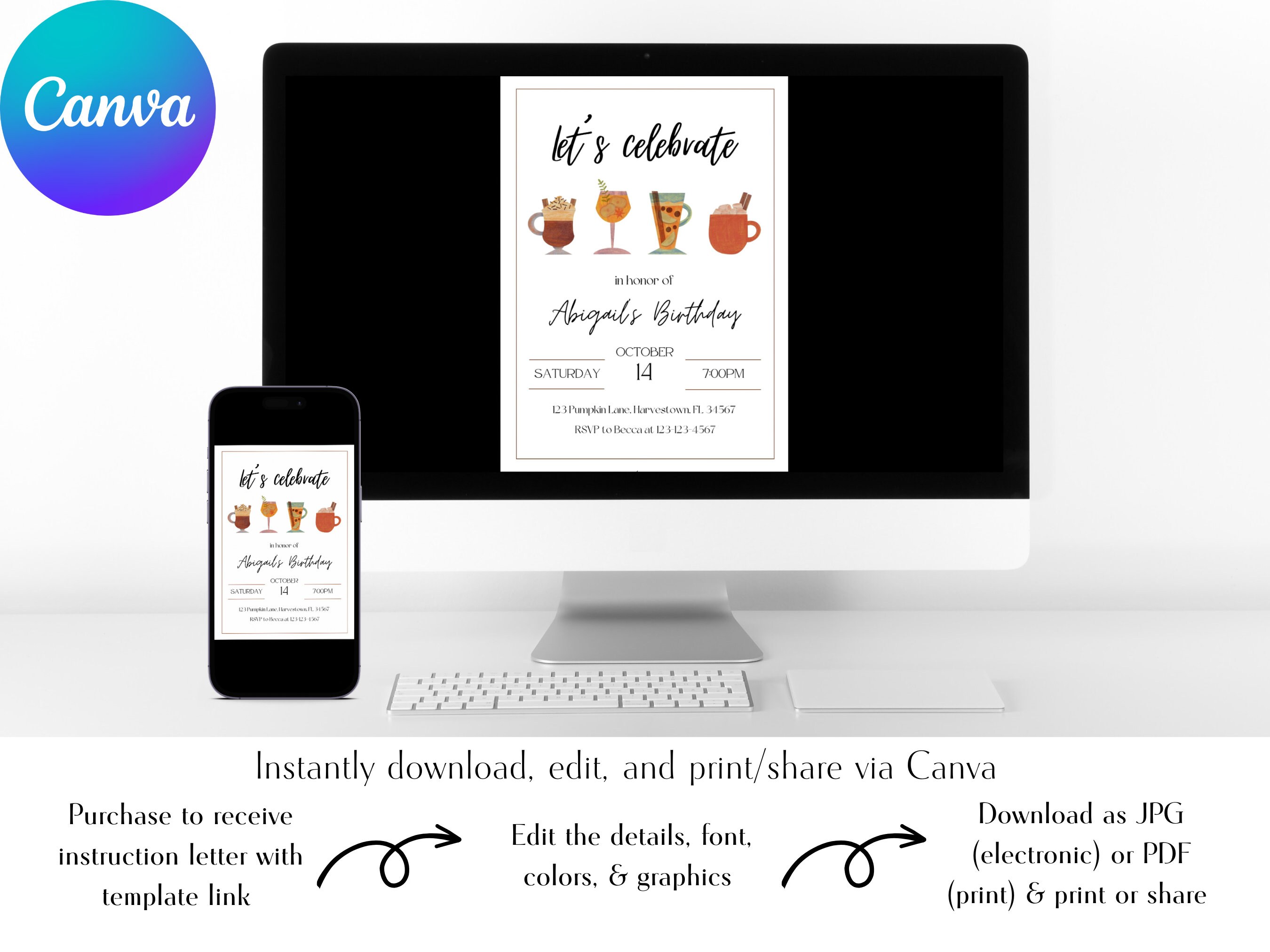 Editable Fall Birthday Invitation Template Pumpkin Season Party Invite ...
