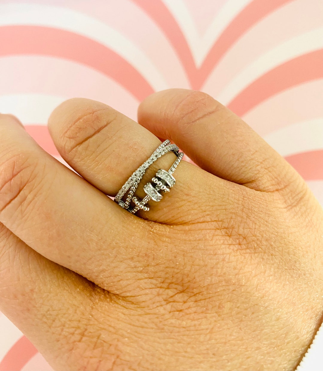 Fidget Ring for Anxiety Relief – Adjustable Anti-stress Spinner Ring – Calming Jewellery for ...