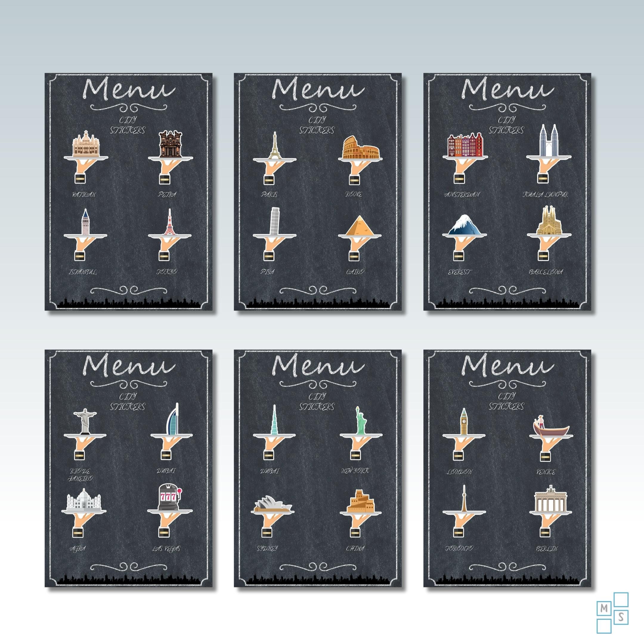 Digital Stickers,city Stickers, Printable Travel Stickers, Kitchen ...