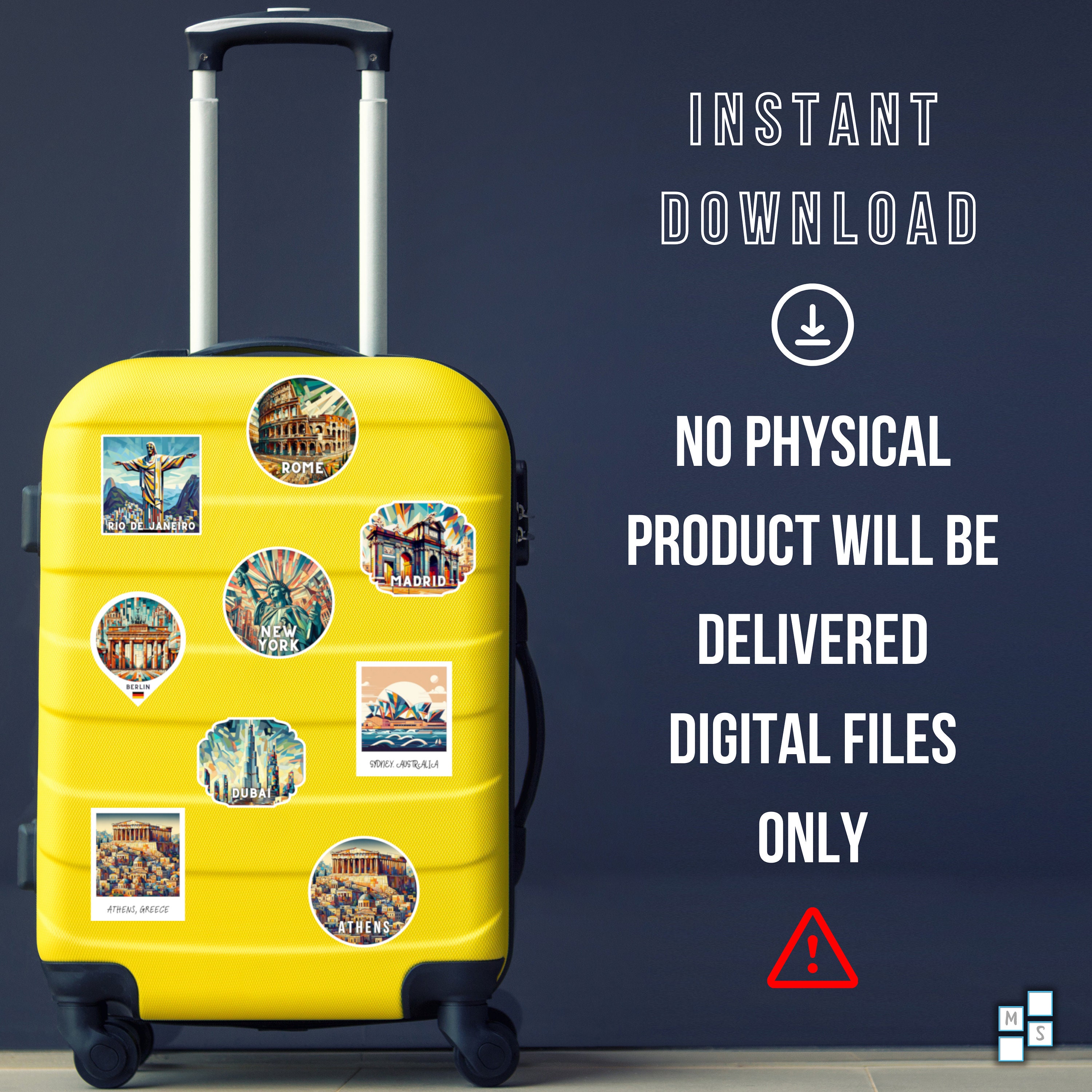 Travel Stickers, Digital Printable City Stickers, Sticker Sheet, PNG ...