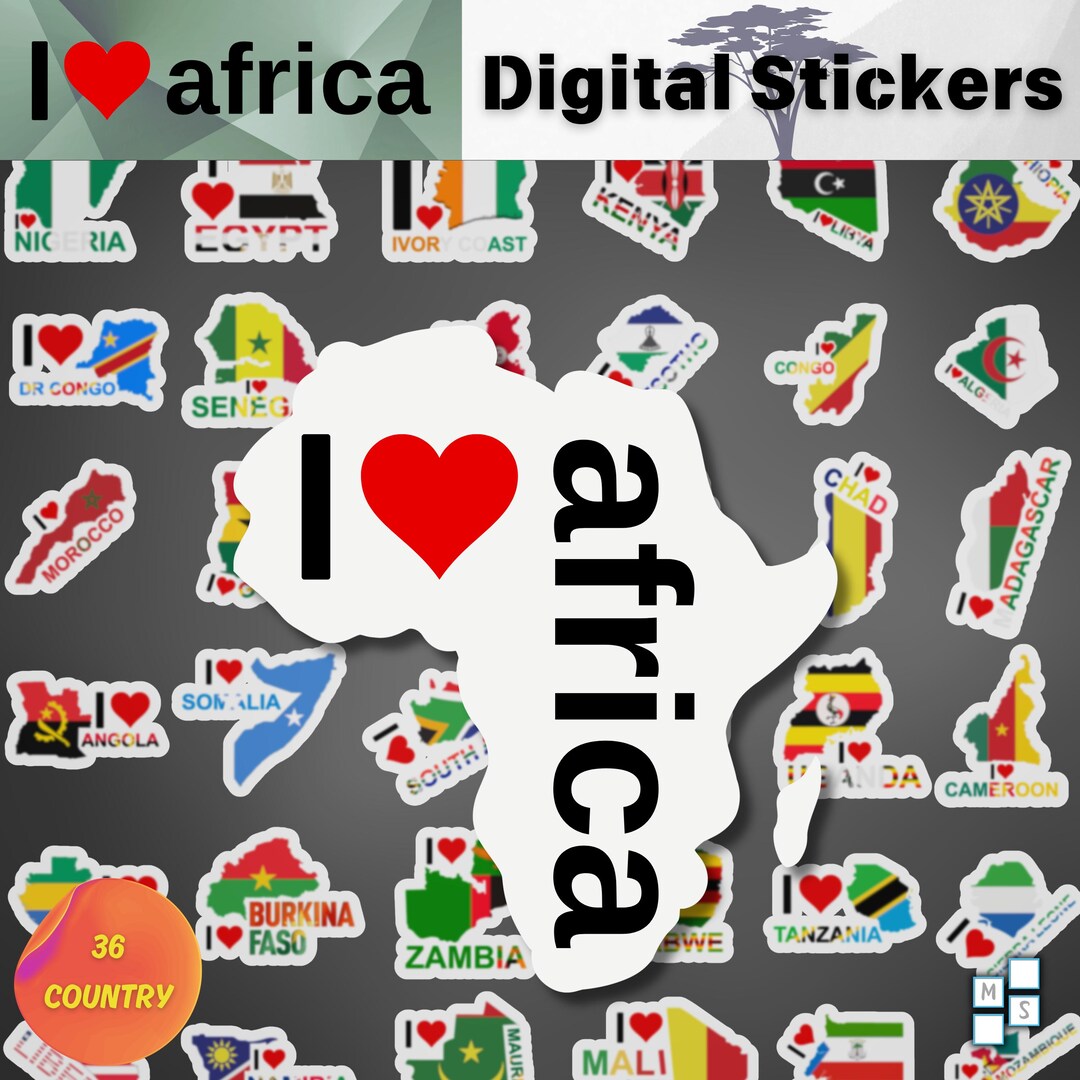 Africa Digital Stickers, Printable Stickers, Sticker Sheet, PNG, PDF ...