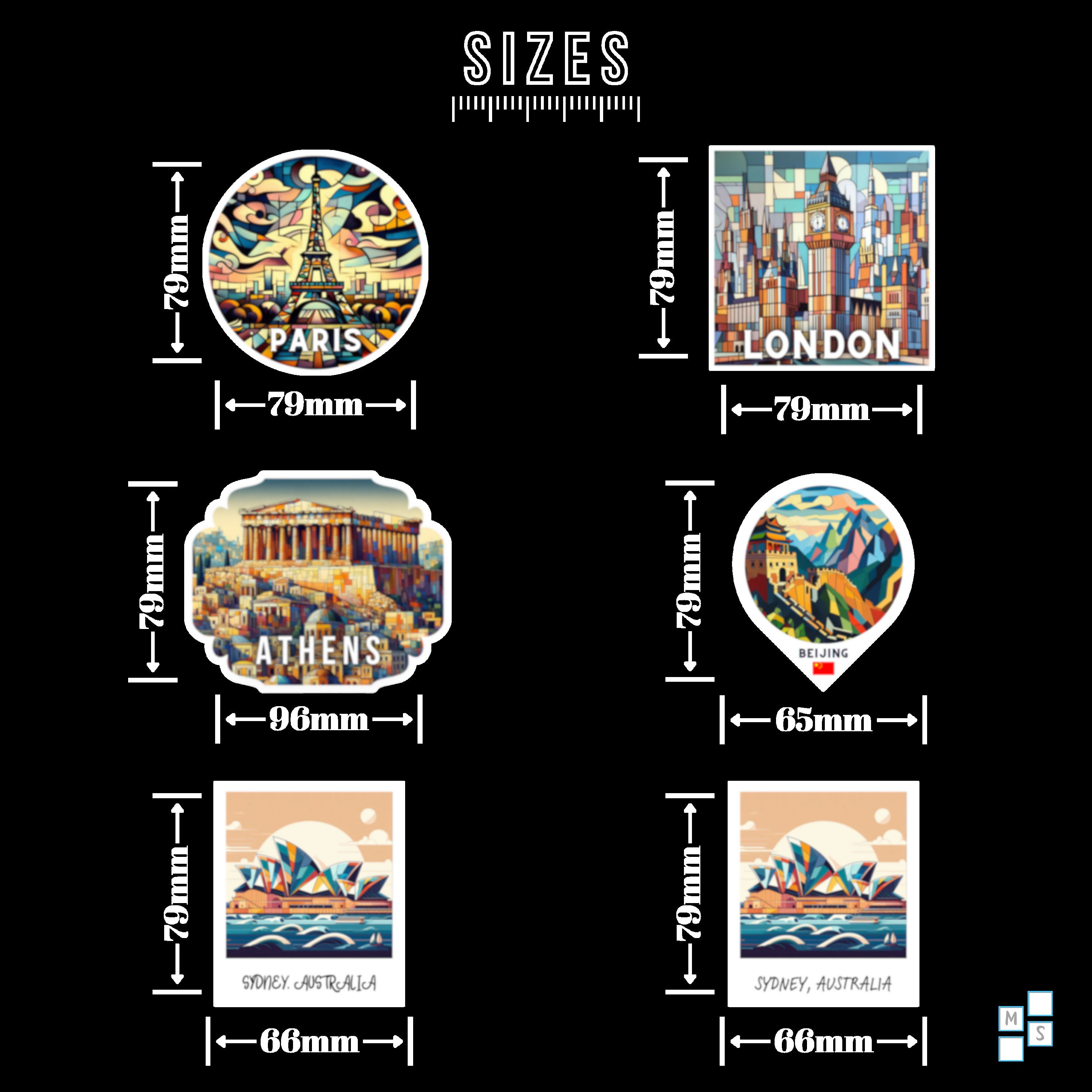 Travel Stickers, Digital Printable City Stickers, Sticker Sheet, PNG ...