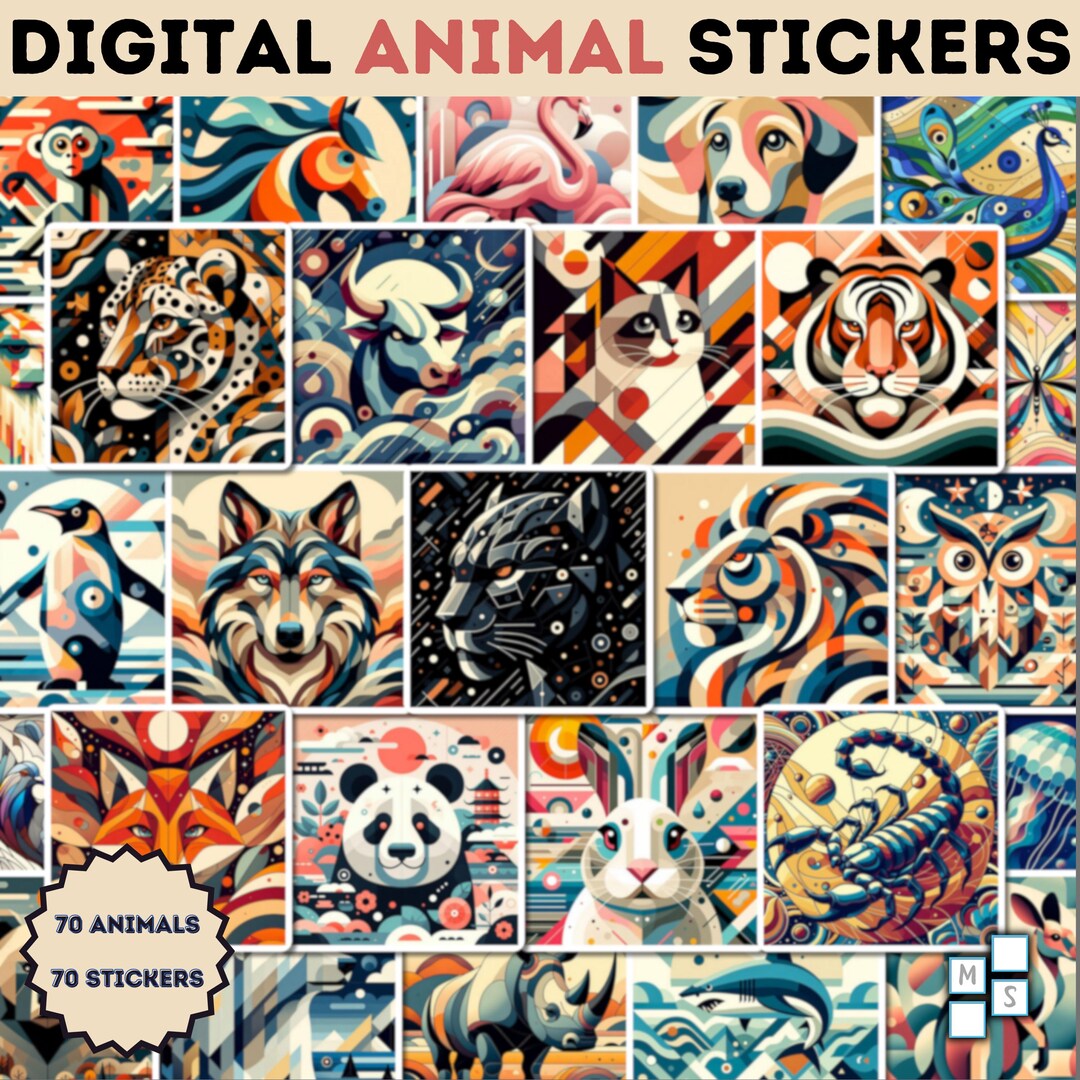 Animal Stickers, Digital Printable Animal Stickers, Sticker Sheet, Png ...