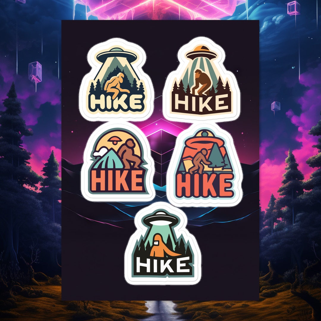 Sticker Sheet Bigfoot Hike, Sticker Set, Sasquatch, Hipster, Retro ...