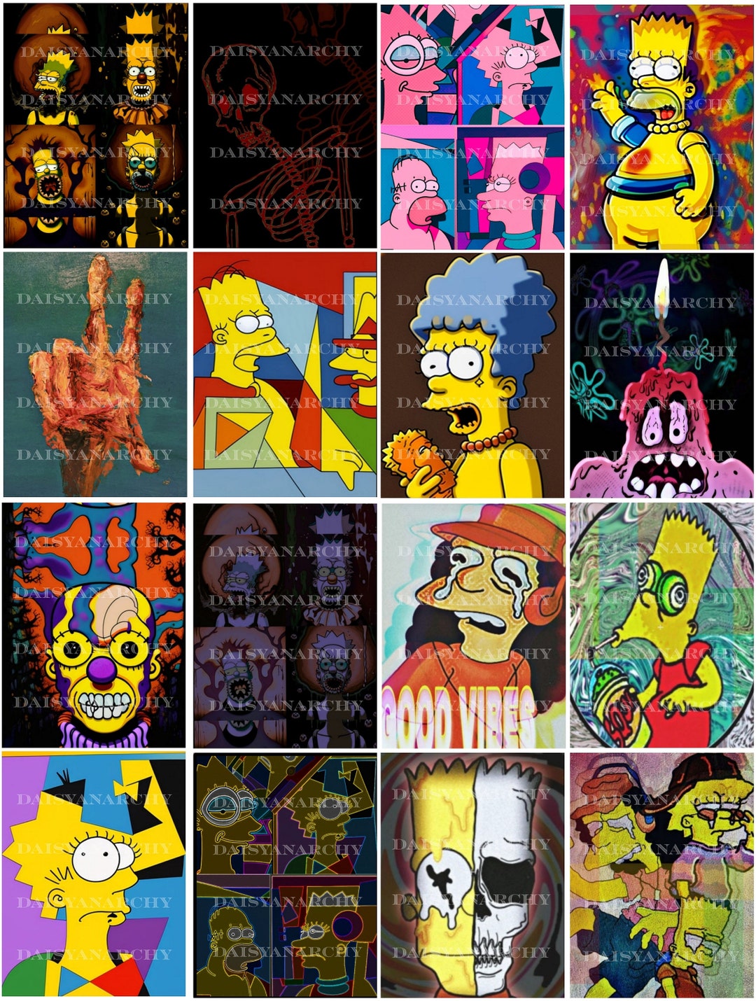 Simpsons Style Treehouse of Horror Cubism Strange Pink Neon - Etsy