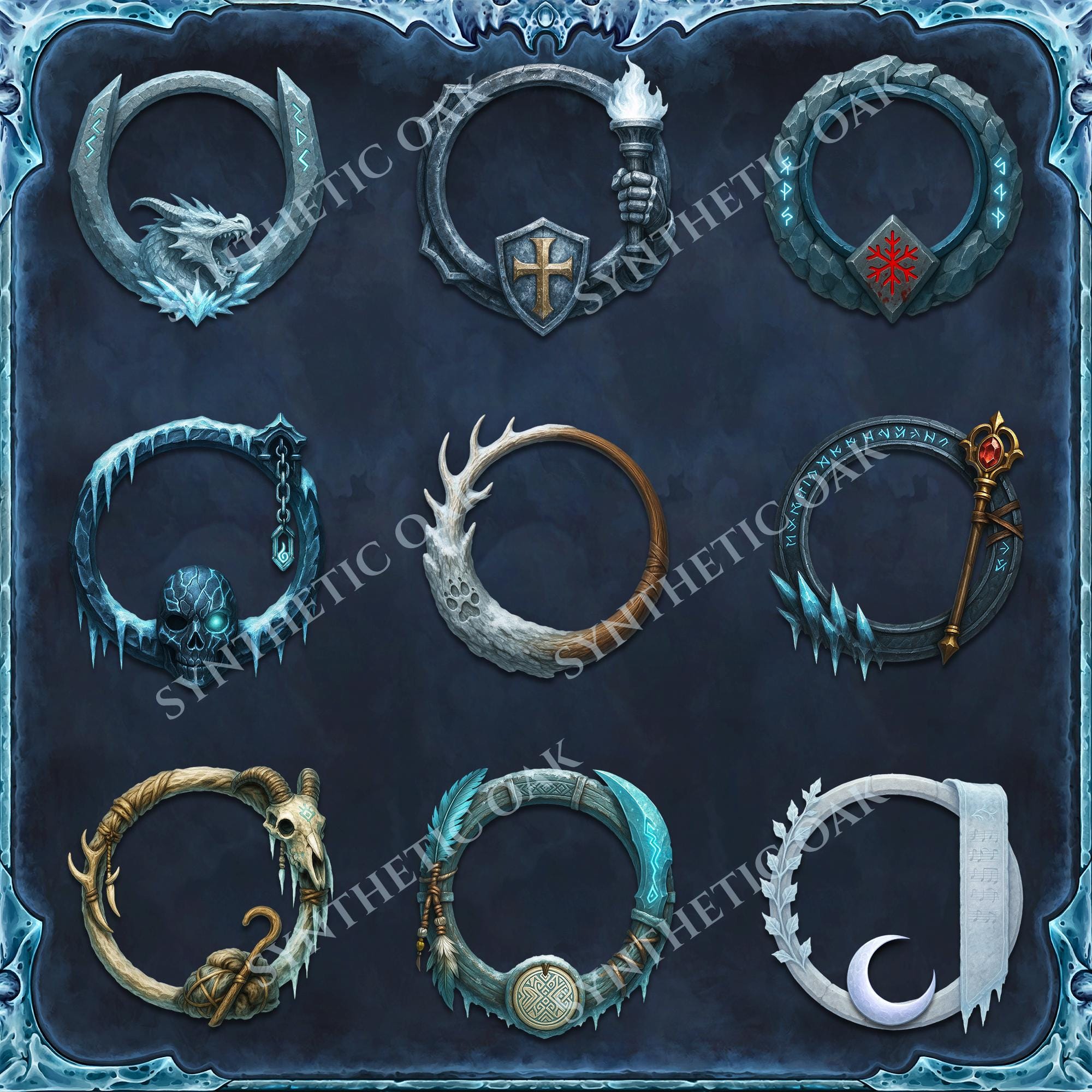 Winter Token Border Bundle: Dnd Character Portraits, VTT RPG Clip Art ...