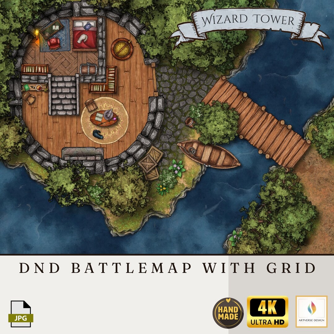 Dnd Battlemap With Grid Dungeons and Dragons Wizard Tower - Etsy Canada