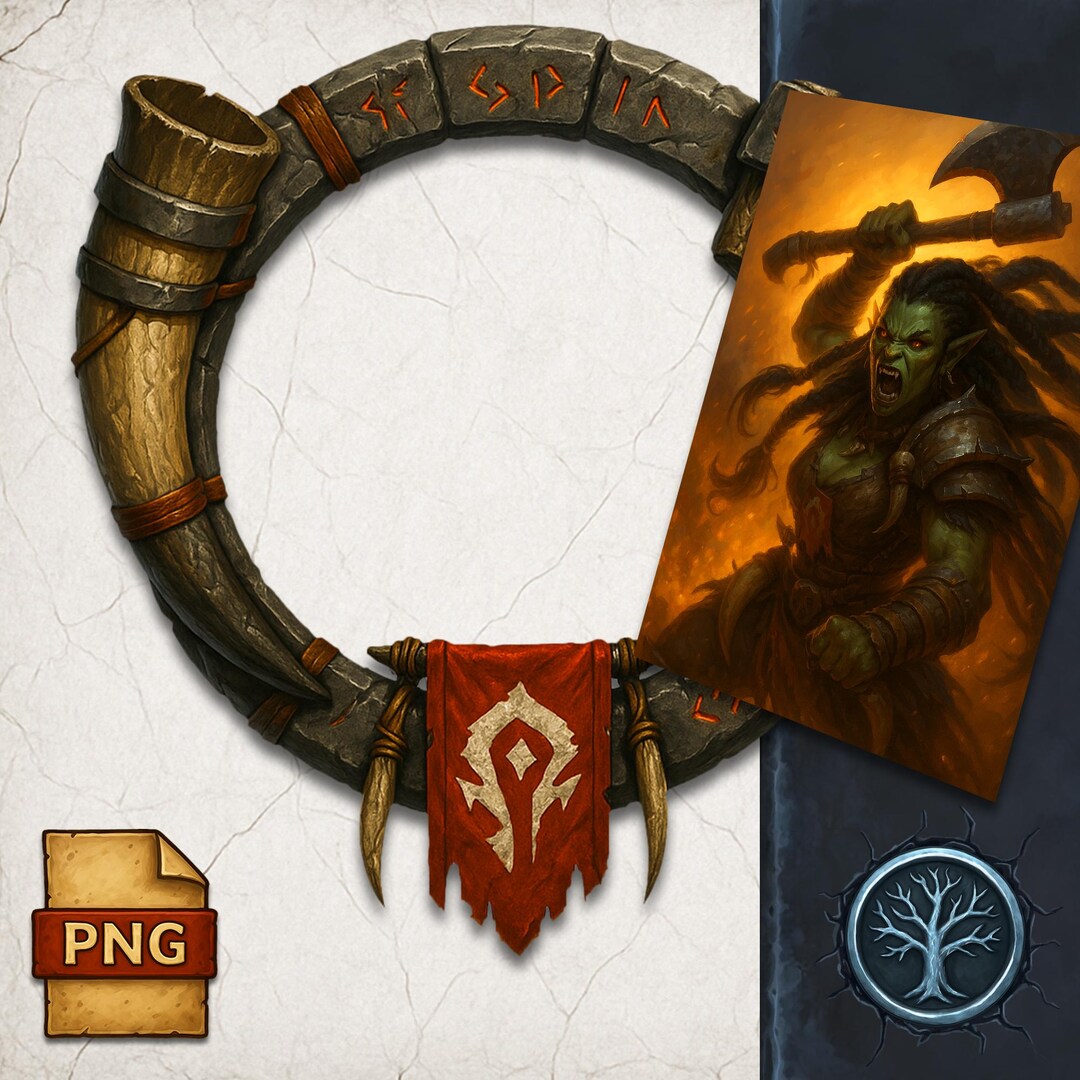 Orc Token Border: RPG Character Portrait Frame (PNG Files, Digital ...